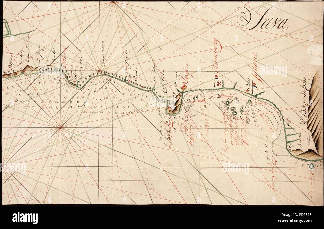 Map of Java's north coast, from Poelo Mandelique to Petjarang Stock ...