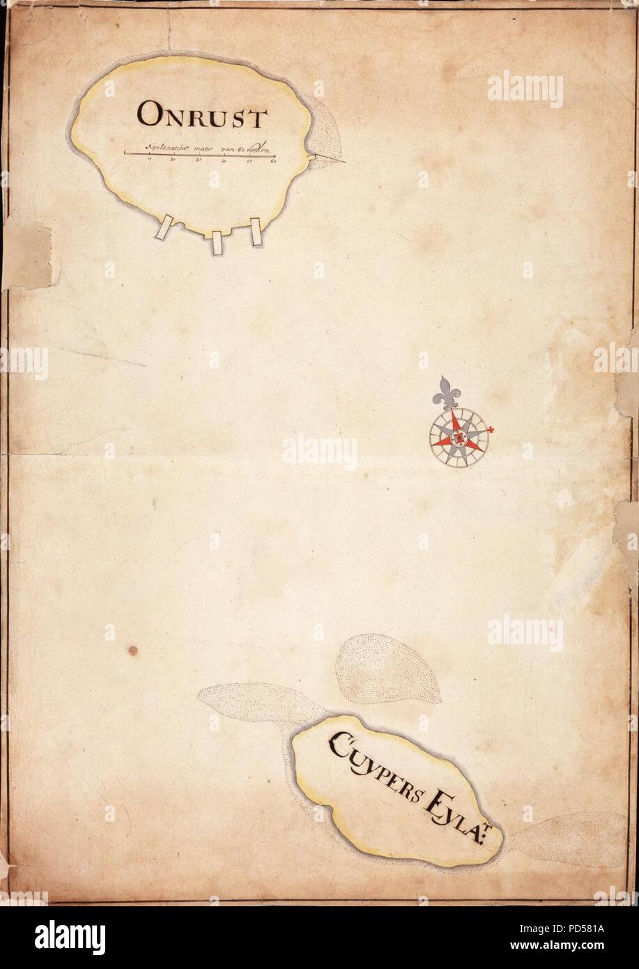 Map of the islands of Onrust and Cuyper Stock Photo - Alamy