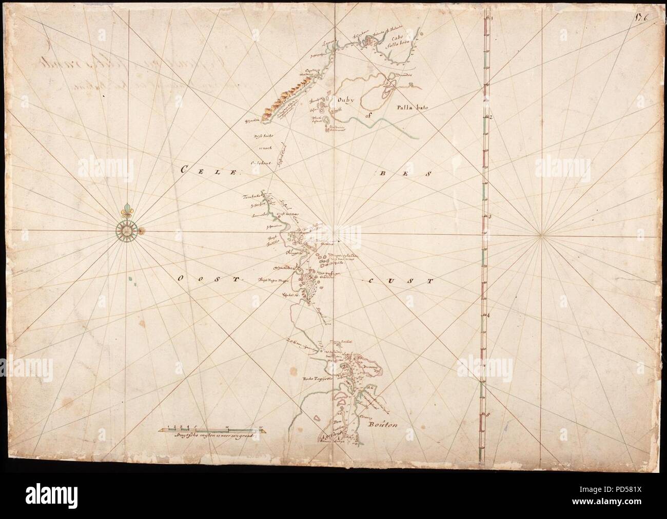 Map of the east coast of Celebes Stock Photo - Alamy