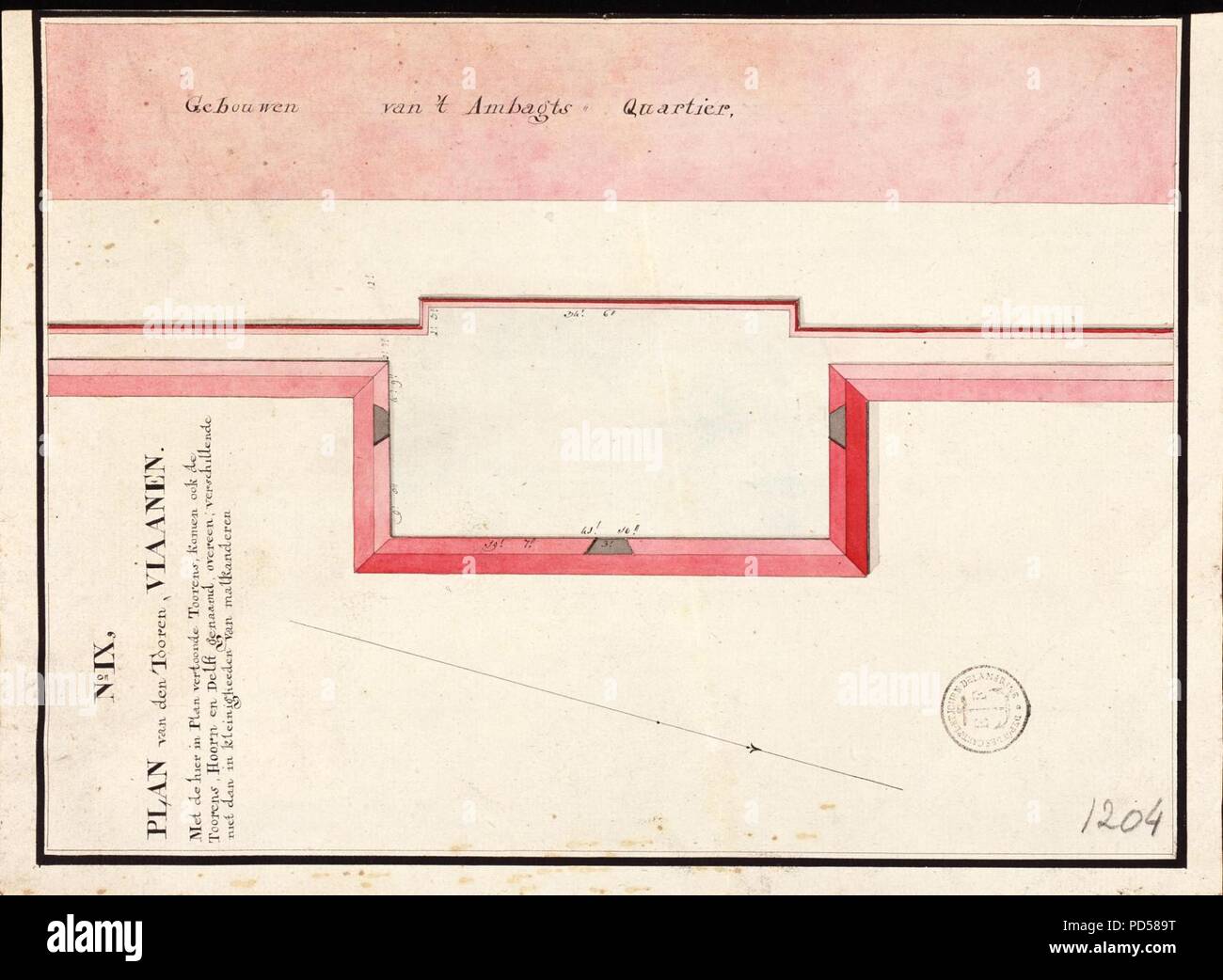 Plan of the Vianen tower at Batavia Stock Photo - Alamy