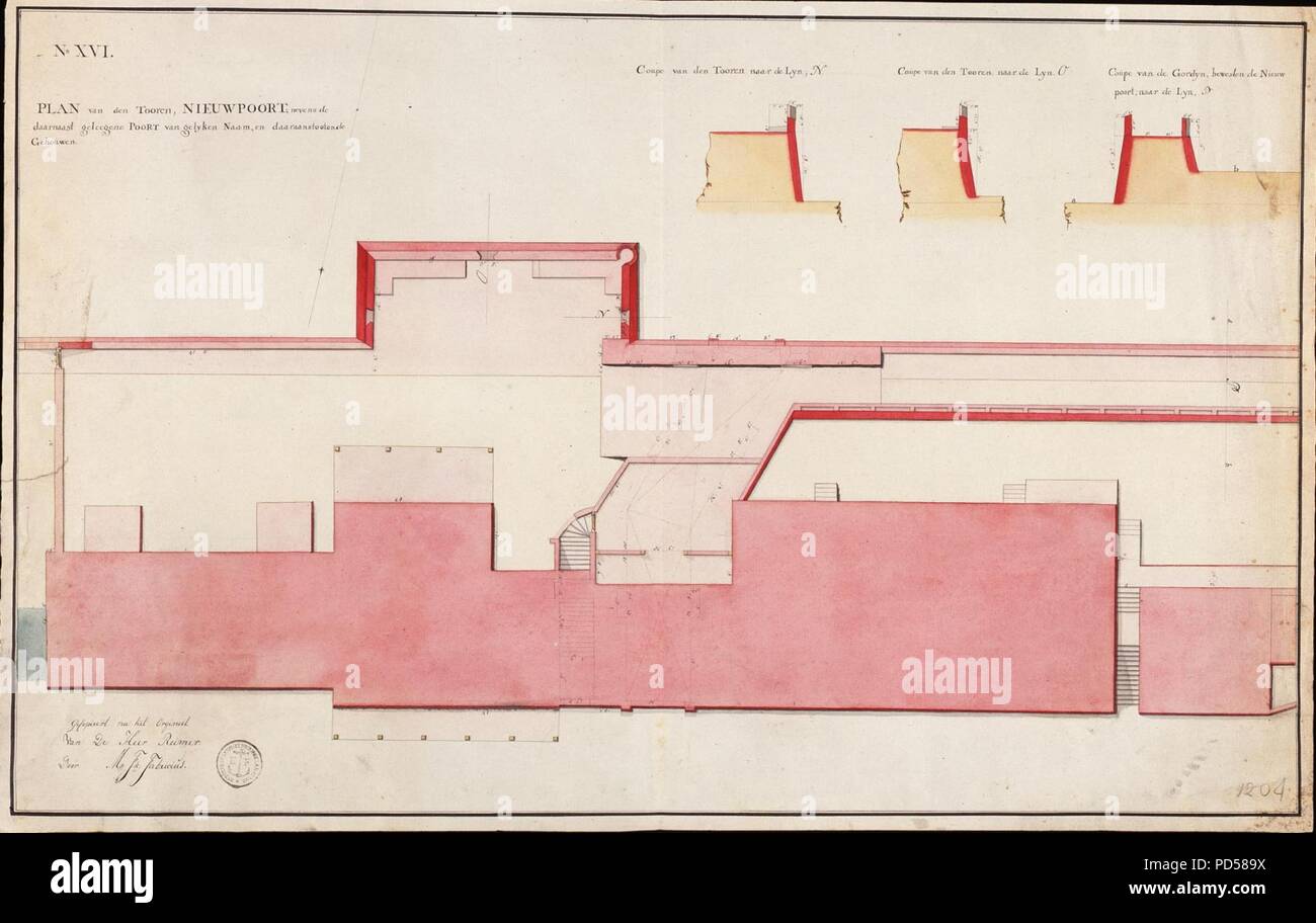 Plan of the Nieuwpoort tower at Batavia Stock Photo - Alamy