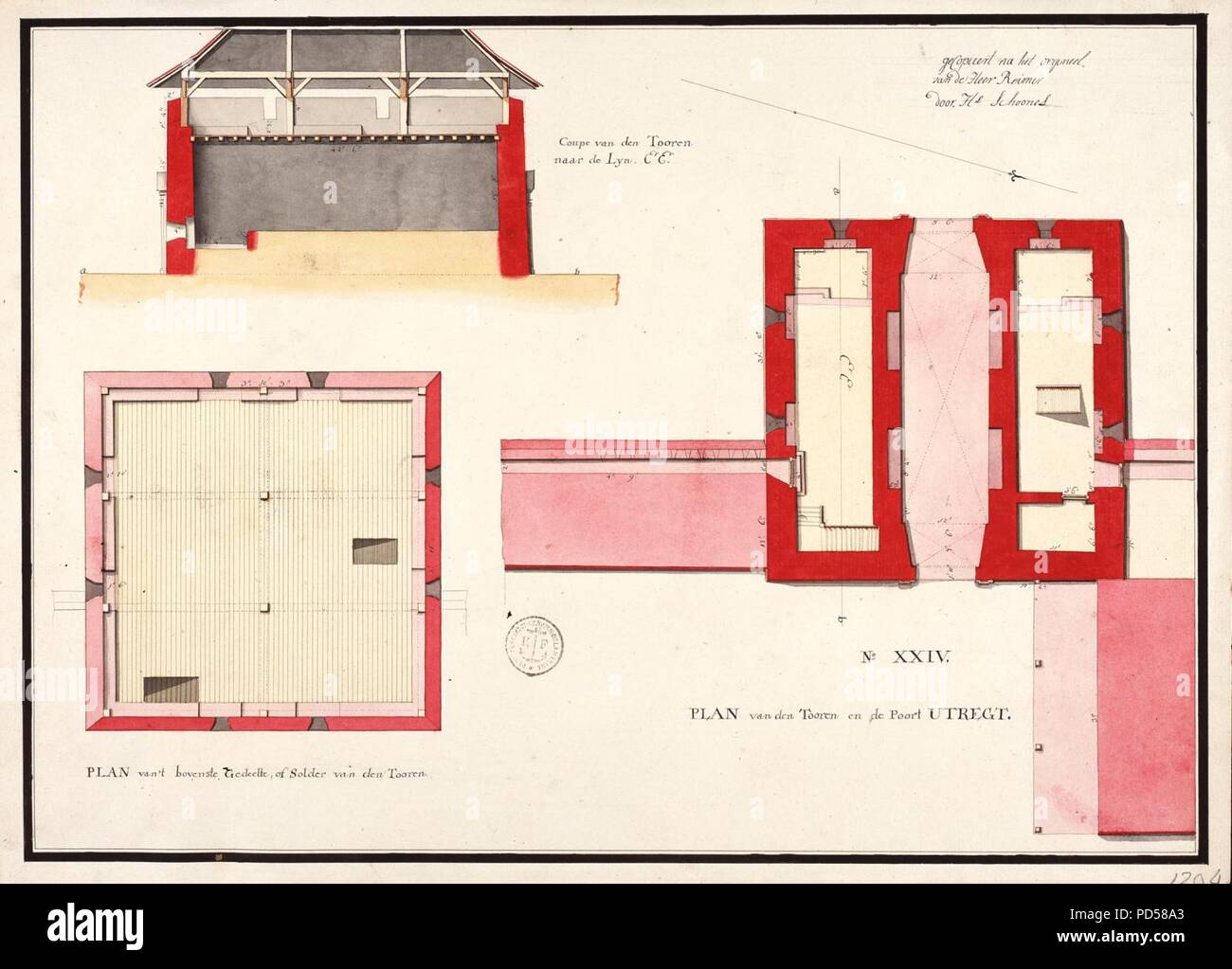 Plan of the Utrecht tower and gate at Batavia Stock Photo - Alamy