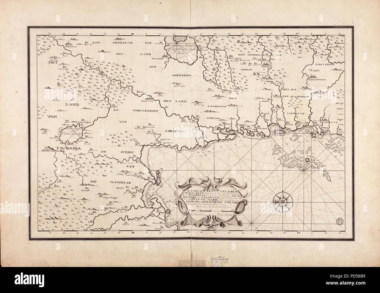 Map of part of the western coast of Celebes Stock Photo - Alamy