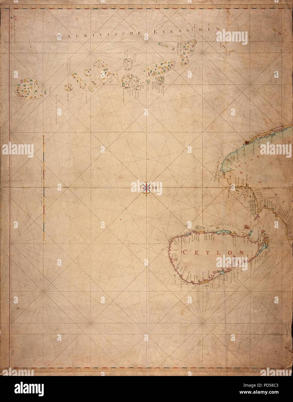 Map of Ceylon, the Maldives and the coasts of Malabar and Madure Stock ...