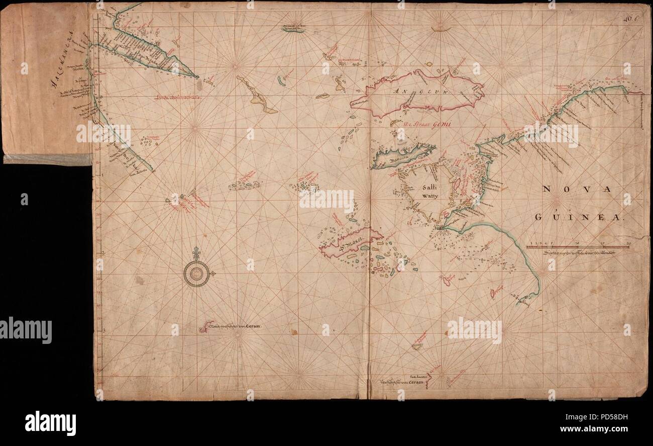 Map of the west and north coast of Nova Guinea Stock Photo - Alamy