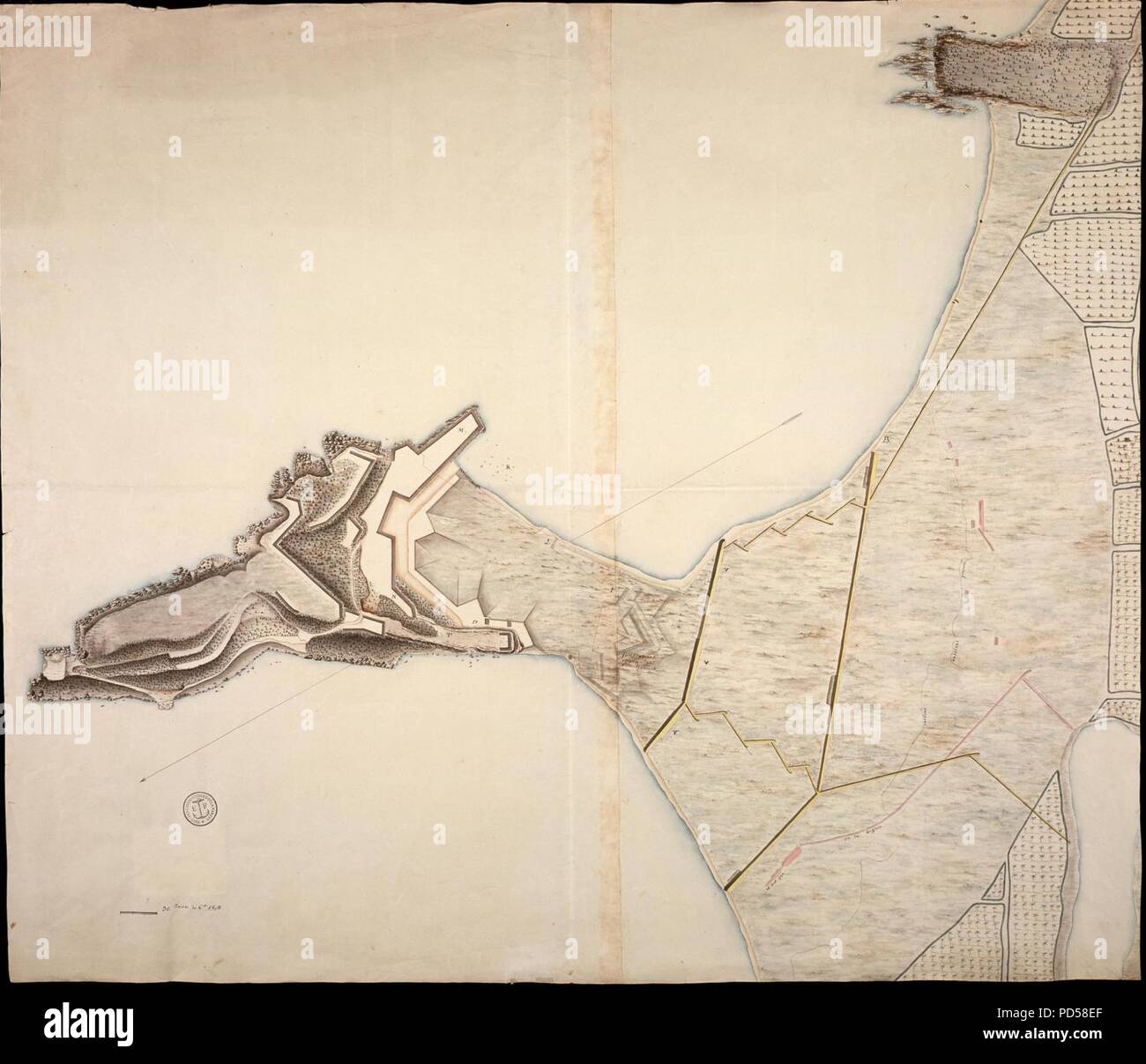 Map of the fort at Trinkonomale and surrounding area Stock Photo - Alamy