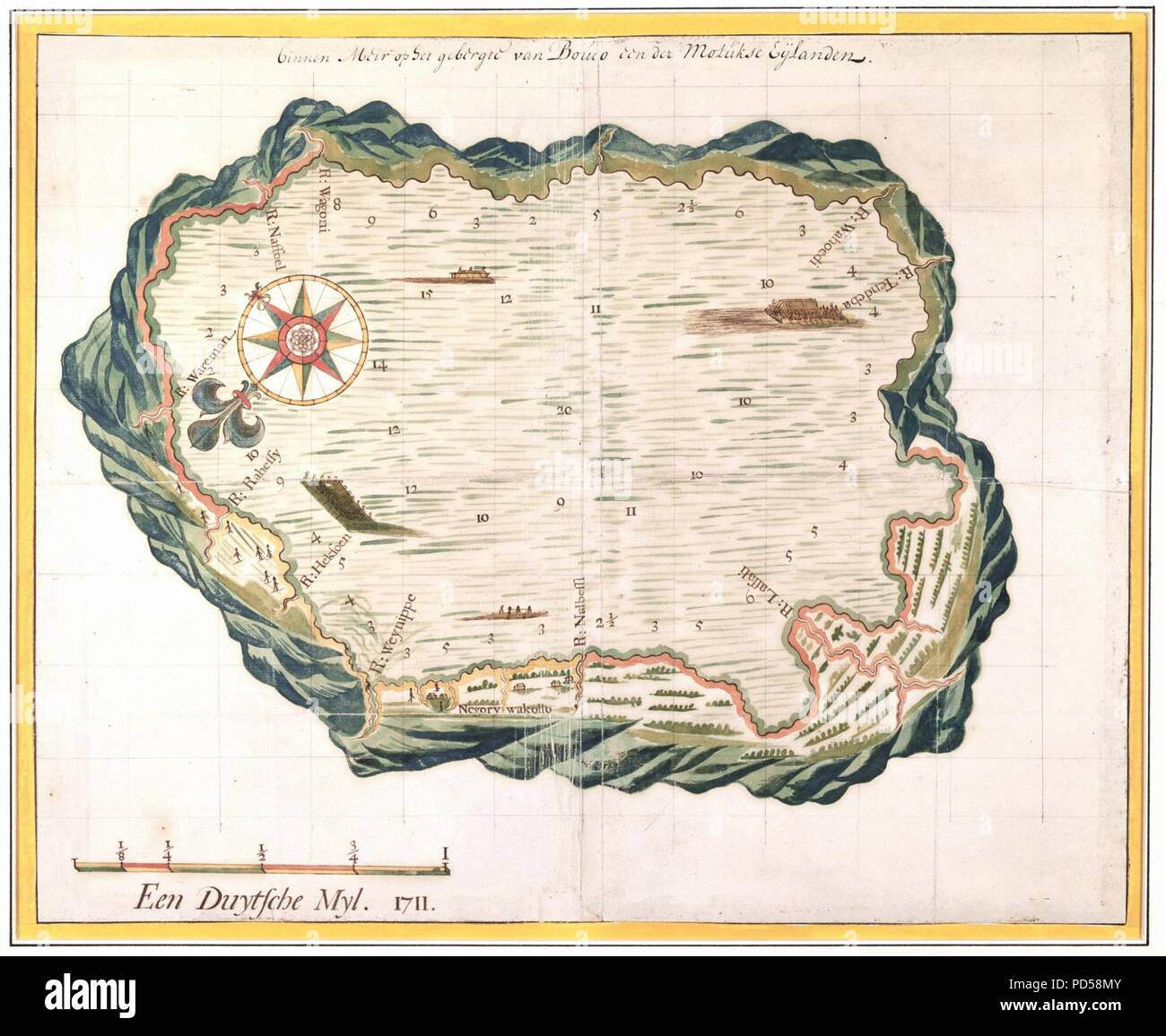 Map of the lake on Buru Stock Photo - Alamy
