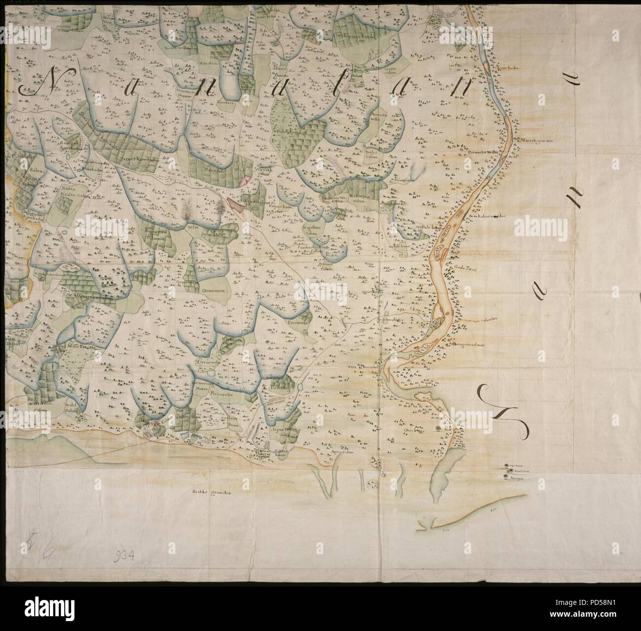 Map of the part of Mantotte and Nanaton on Ceylon, part C Stock Photo ...