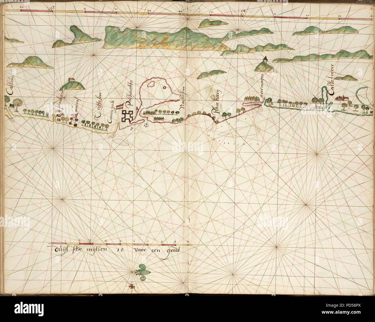 Map of the Coromandel coast from Calbelon to Calletoere Stock Photo - Alamy