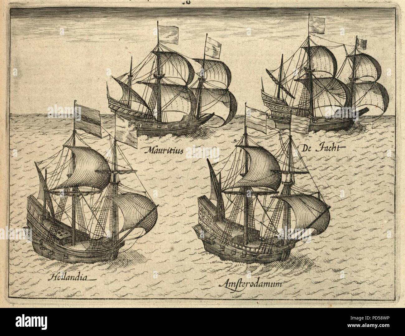 The vessels undertaking the first voyage led by De Houtman Stock Photo ...