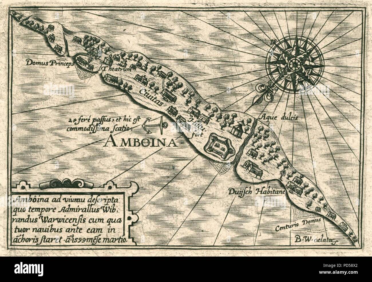 Map of the island of Amboina Stock Photo - Alamy