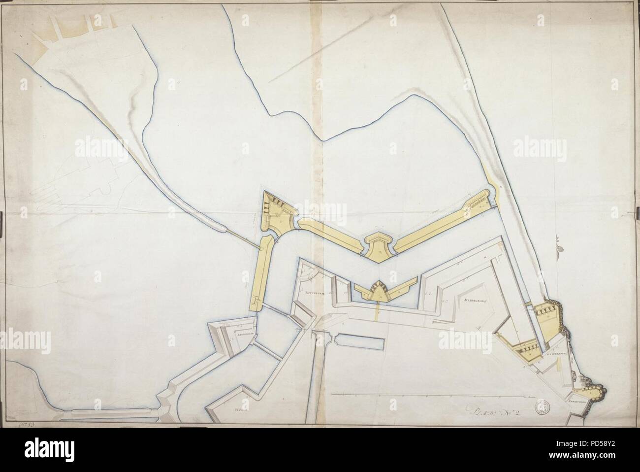 Map of the fortifications of Colombo, two out of a total of three Stock ...