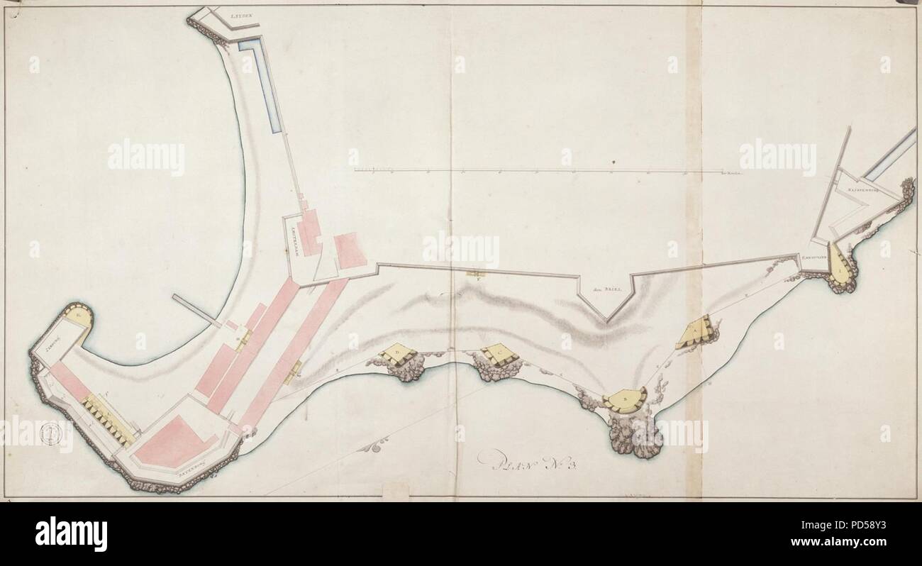 Map of the fortifications of Colombo, two out of a total of three Stock ...