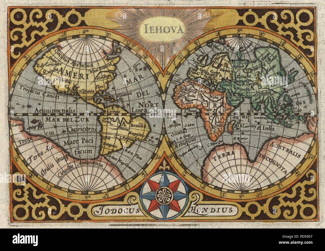 Map of the world in two globes Stock Photo - Alamy