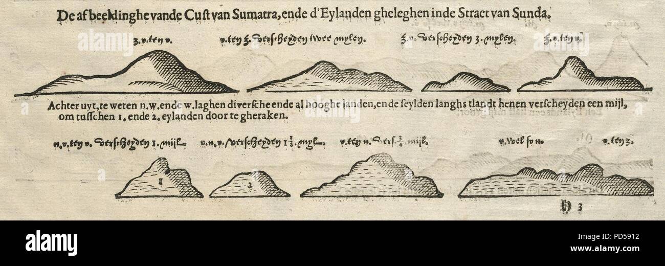 View of the Sumatran coast and the islands in the Straits of Sunda ...