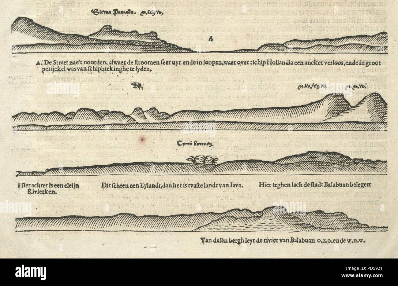 Views from the strait and bay of Balabuan on the eastern side of Java ...