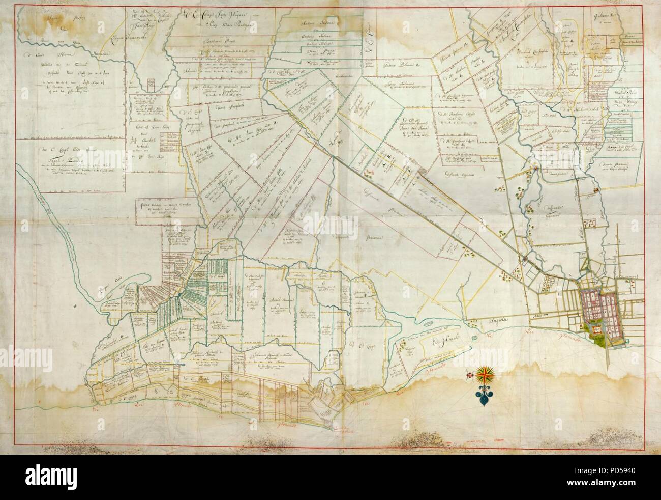 Map showing land ownership and occupation around Batavia Stock Photo ...