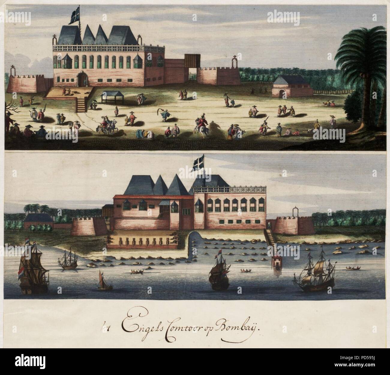 Two views of the English fort in Bombay Stock Photo - Alamy