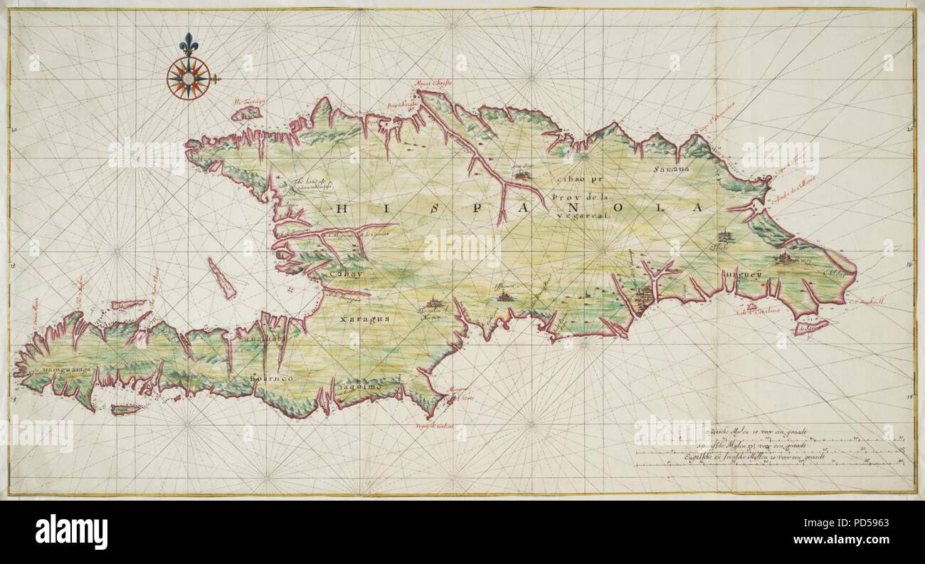 Map of the island of Hispaniola (Haïti and Dominican Republic Stock ...