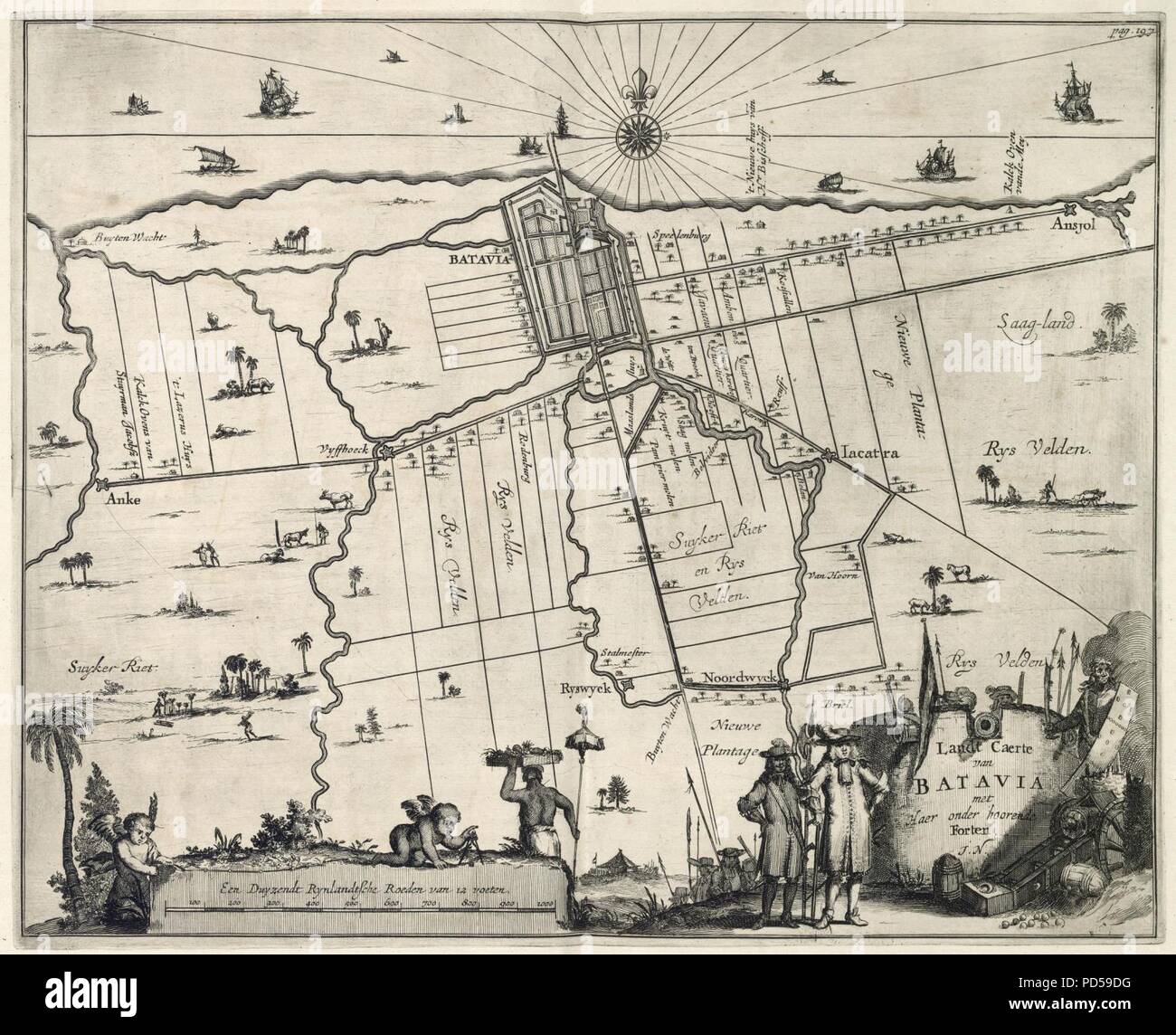 Map of Batavia and environs Stock Photo - Alamy