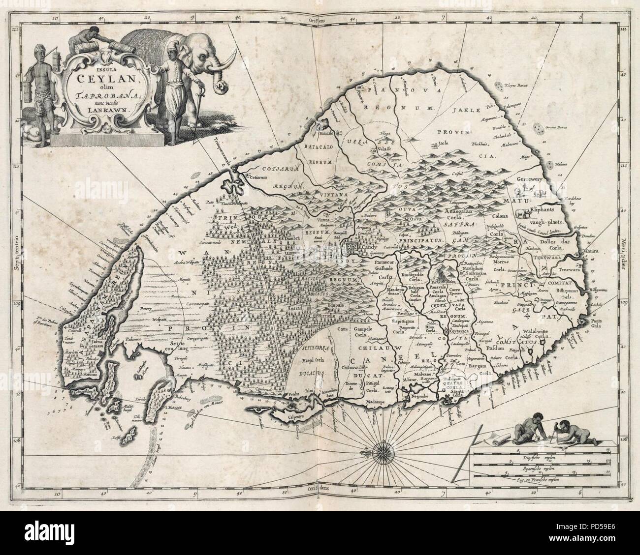 Map of the island of Ceylon Stock Photo - Alamy