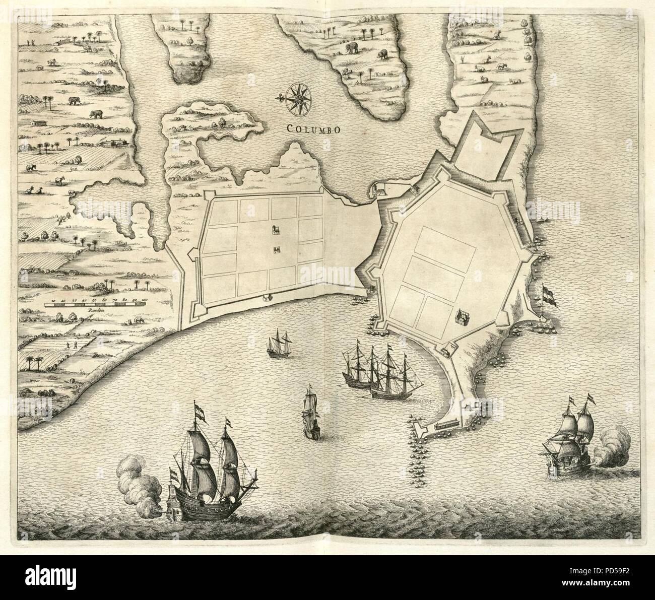 Map of the fort and the city of Colombo Stock Photo - Alamy