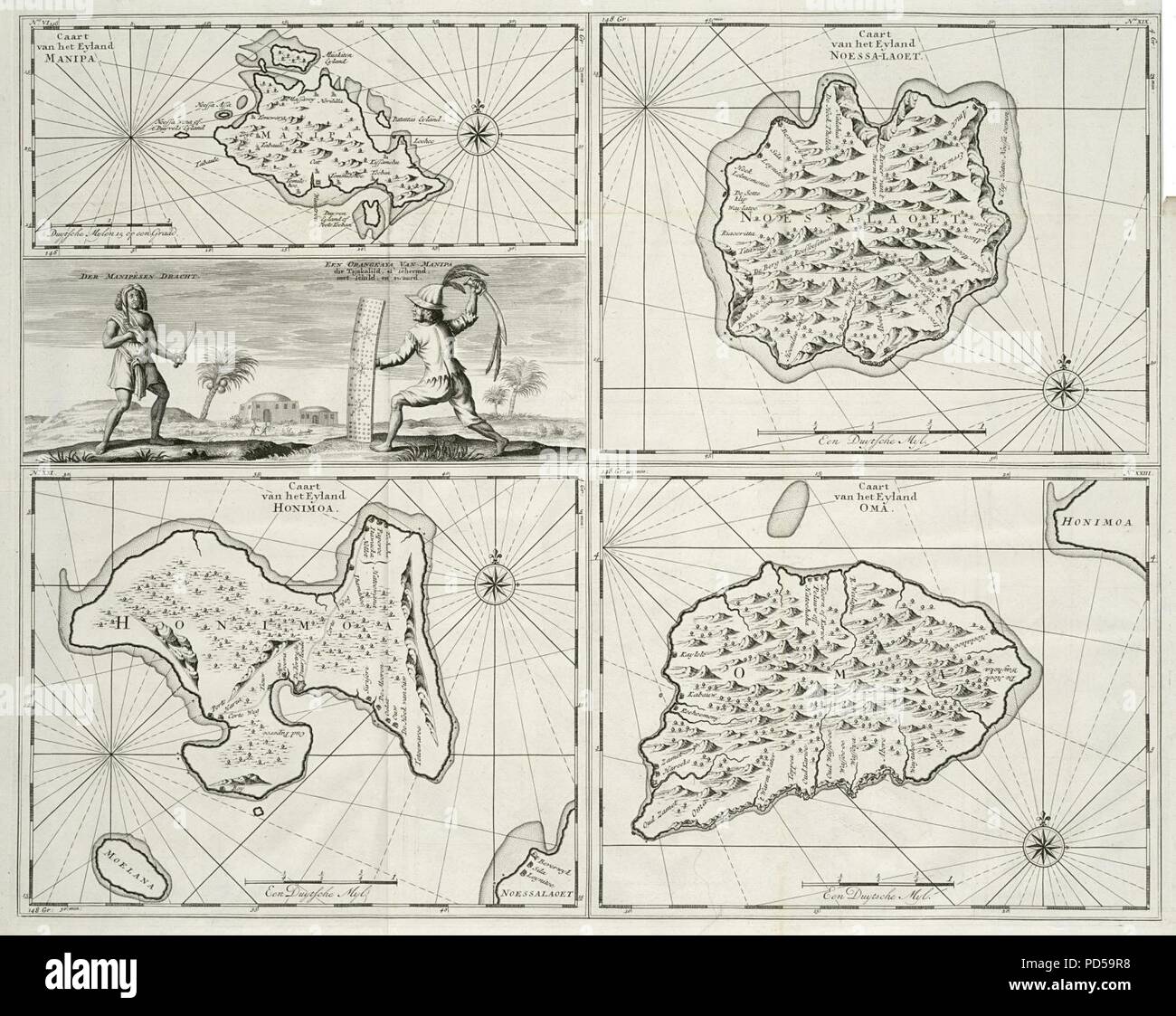 Maps of the islands of Manipa, Noesa Laut, Oma en Honimoa and a ...