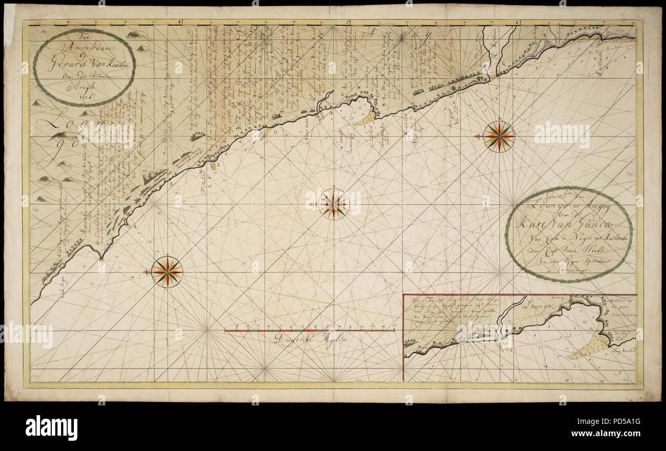 Map of the West African coast from Cabo de Negro to Maclomba Stock ...
