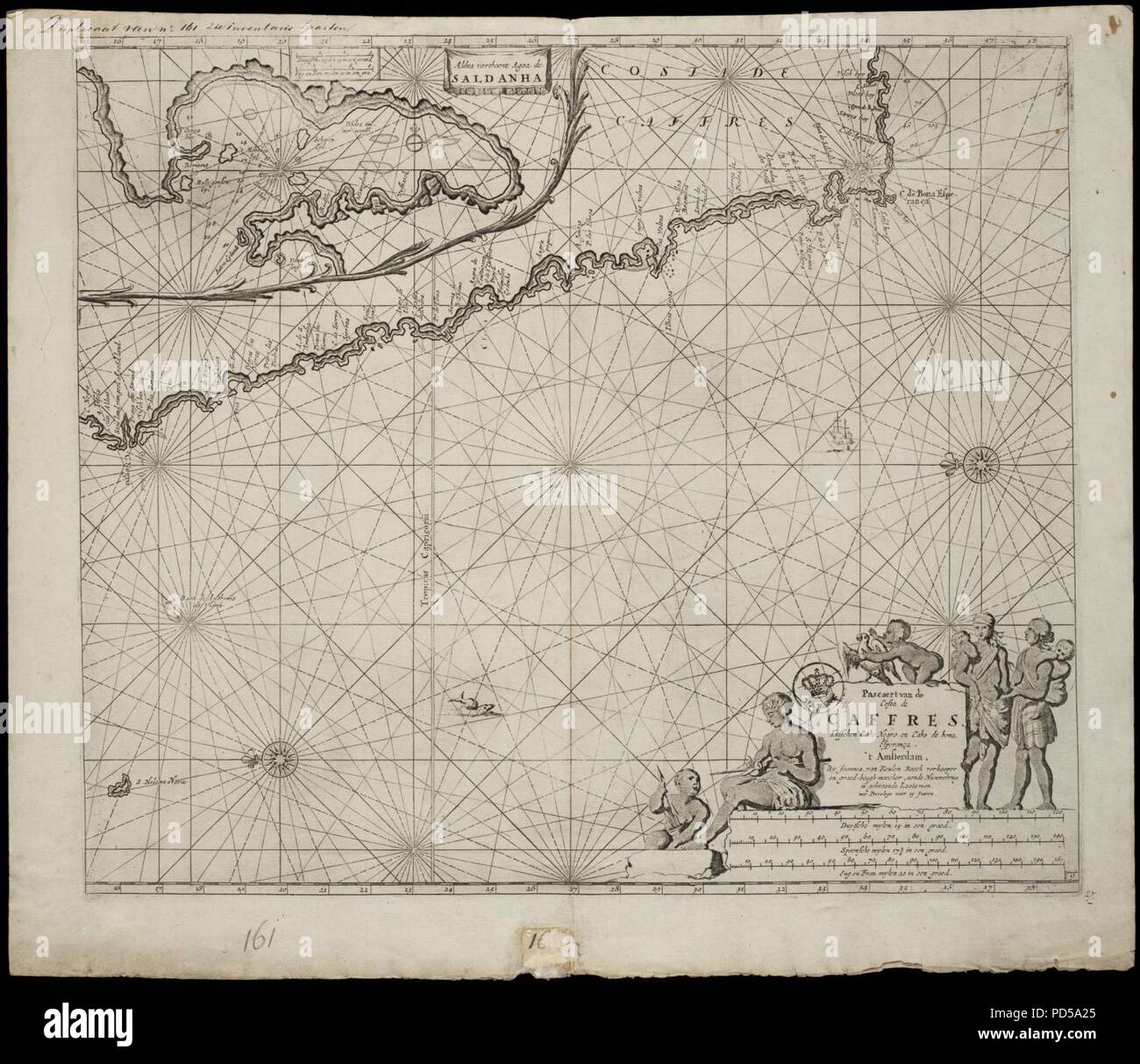Map of the African coast between Cabo Negro and Cape of Good Hope Stock ...