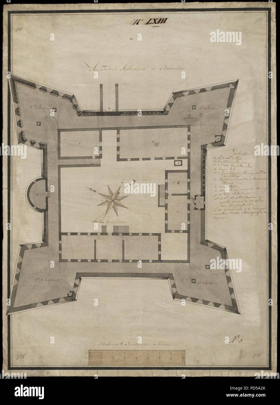 Floor plan of the Hollandia fort at Pocquessoe Stock Photo - Alamy