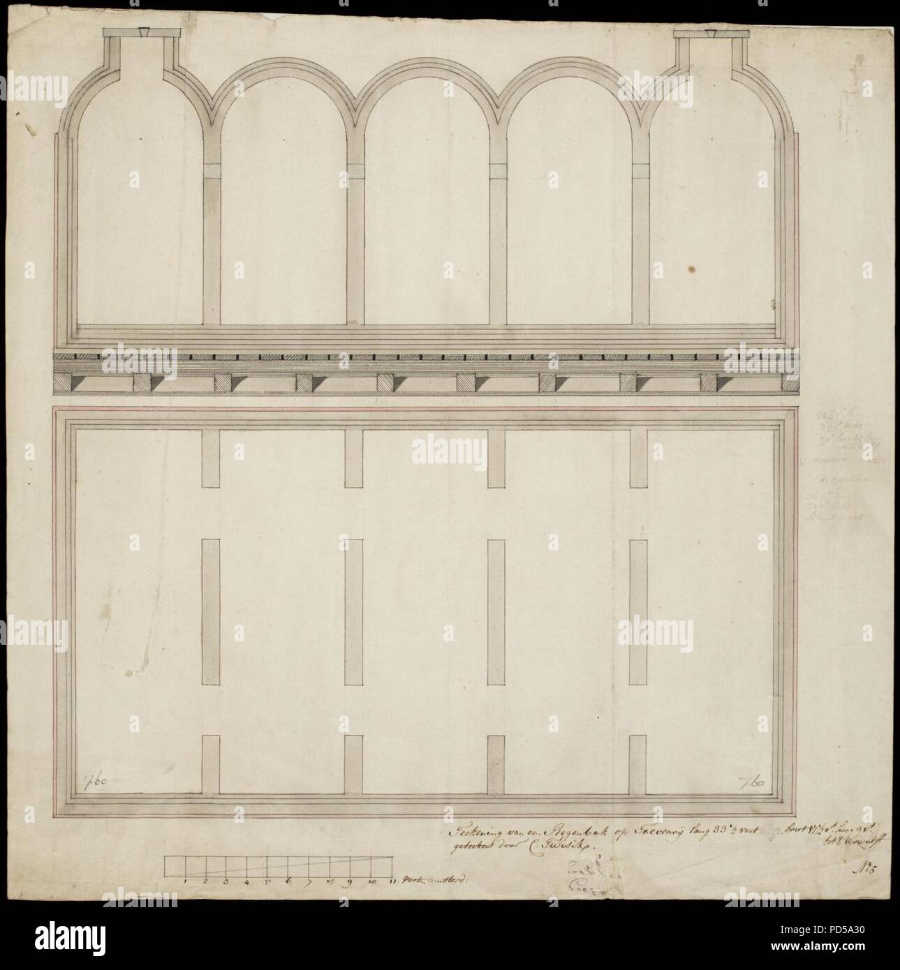 Drawing of a rain trough at Tacorary Stock Photo - Alamy