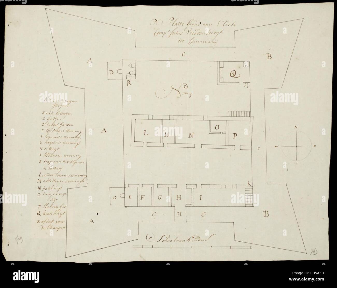 Floor plan of the Vredenburg fort at Komenda Stock Photo - Alamy