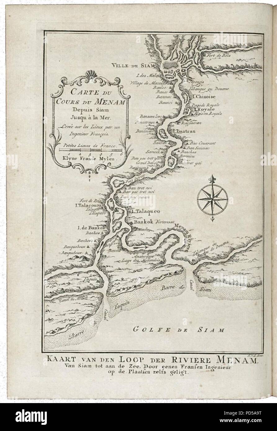 Map of the Menam River, with Bangkok and Ayuthaya Stock Photo - Alamy