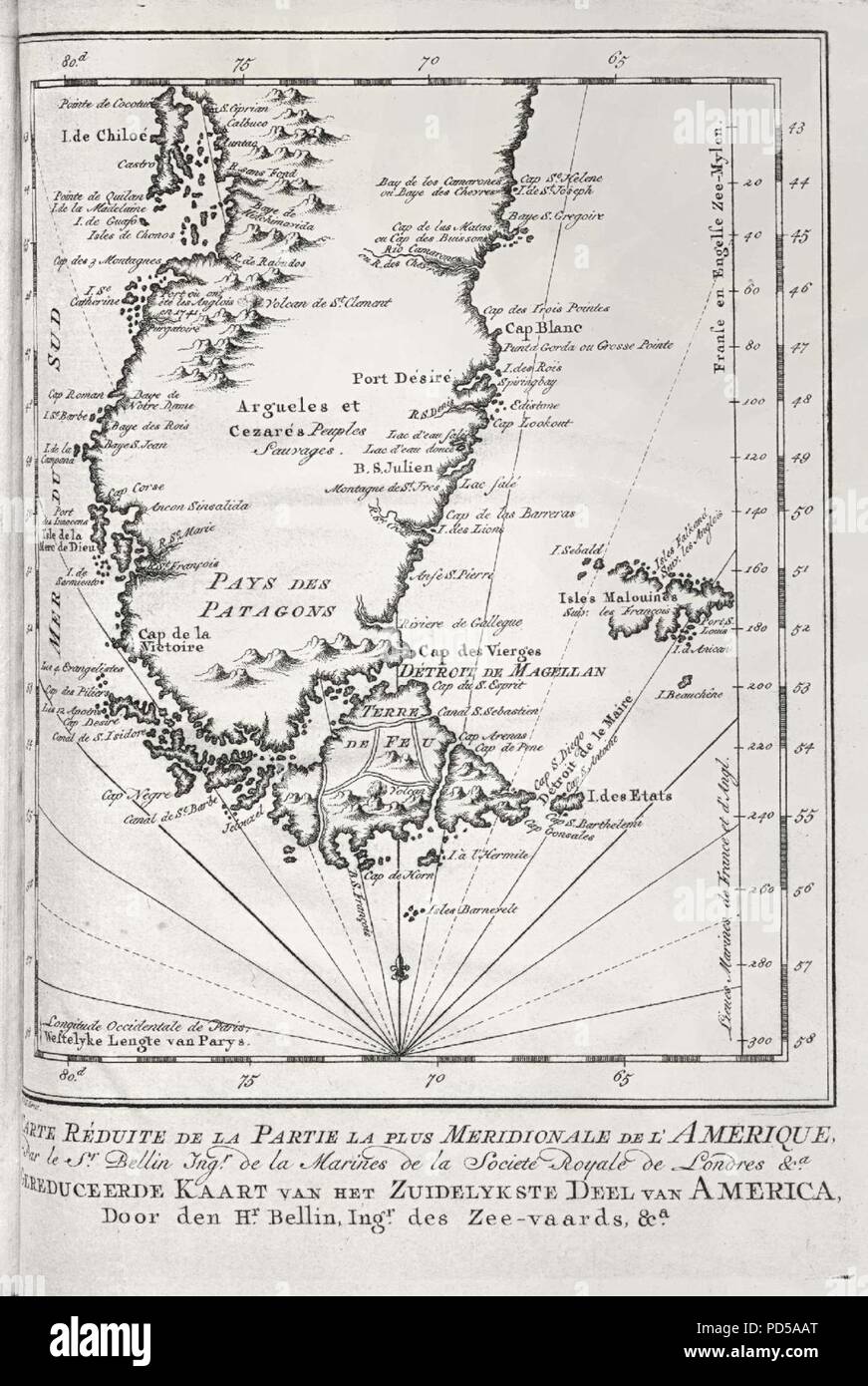 Map of the southern part of South America Stock Photo - Alamy