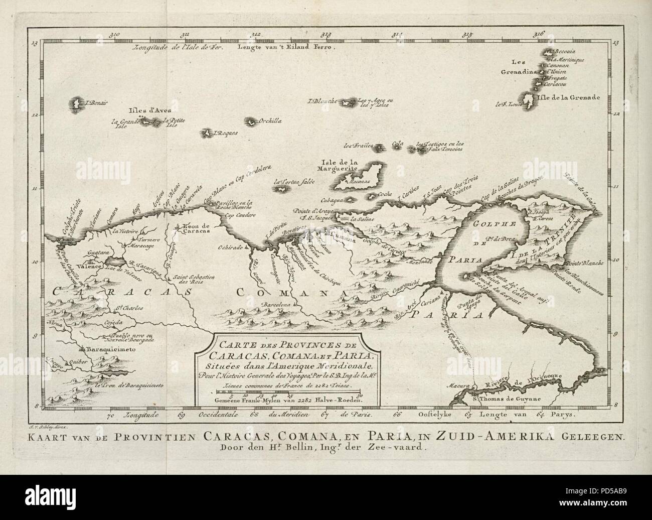 Map of part of the coast of Venezuela Stock Photo - Alamy
