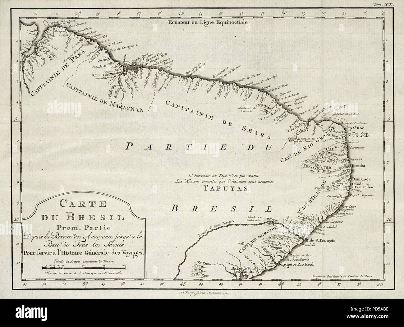 Map of part of the Brazilian coast Stock Photo - Alamy