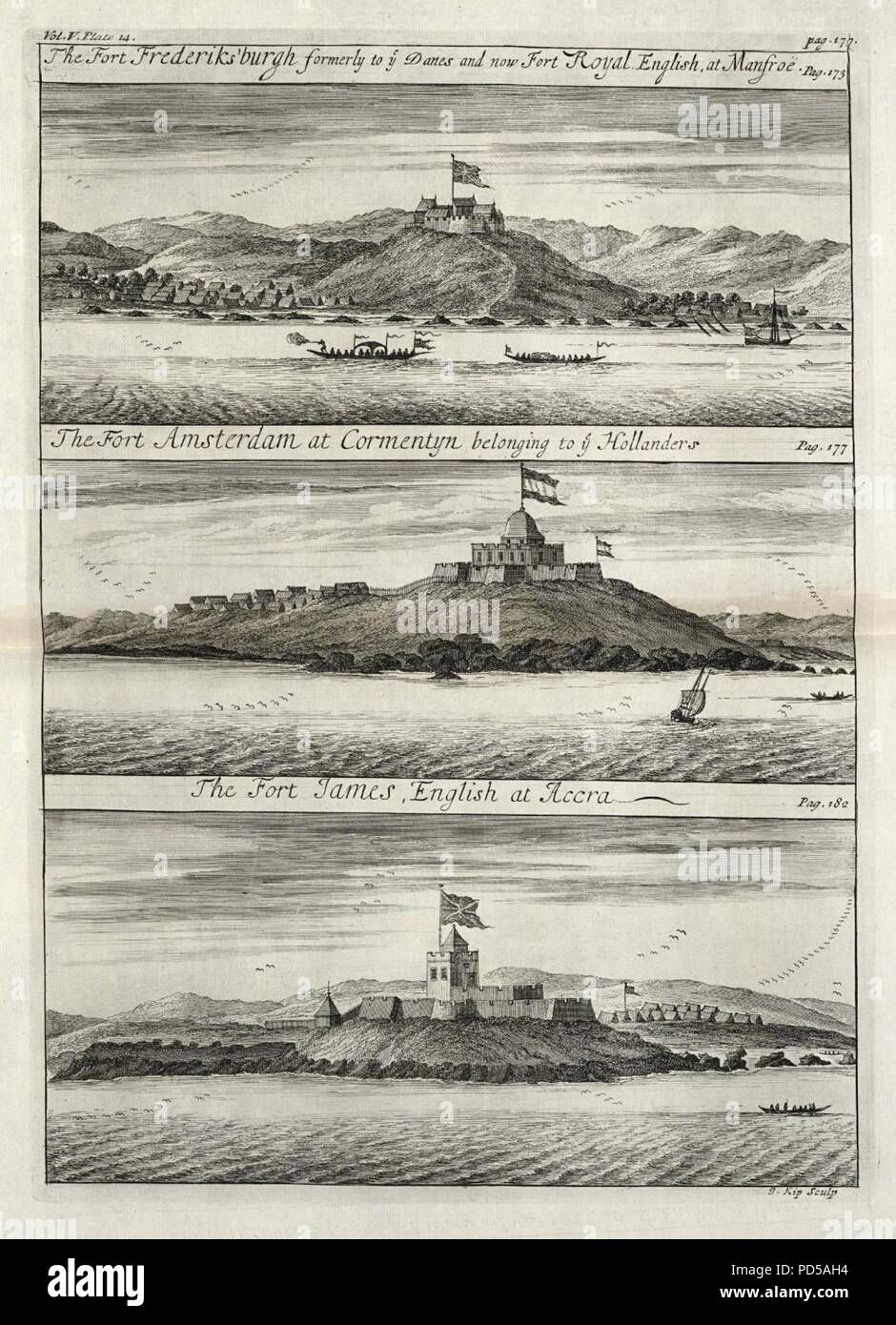 View of Fort Frederiksburg and Fort Amsterdam at Cormantin and Fort ...