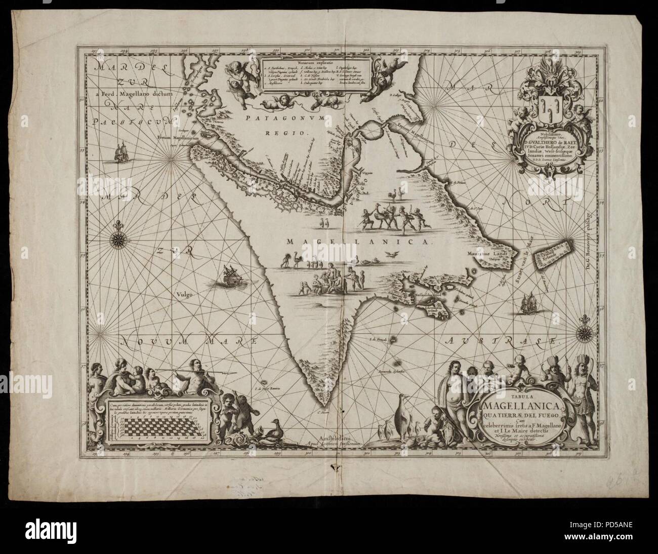 Map of the Le Maire Strait and the Magelhaen Strait Stock Photo - Alamy