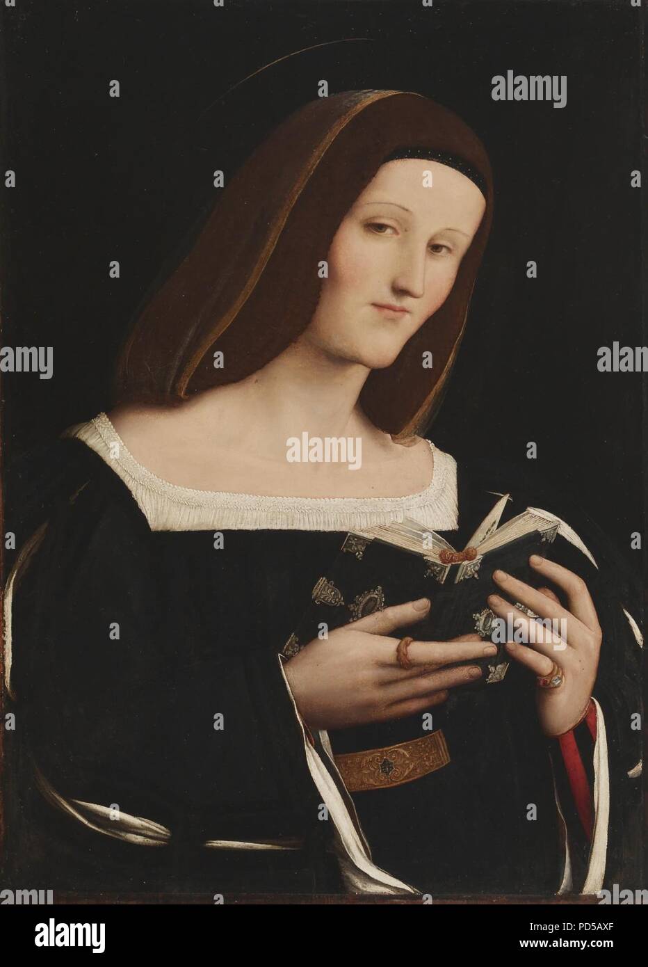 Female saint holding book hi-res stock photography and images - Alamy