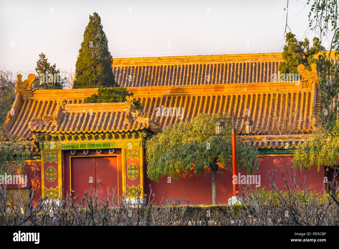 Ancient Yellow Buildings Garden Jingshan Park North Many Pavilions ...