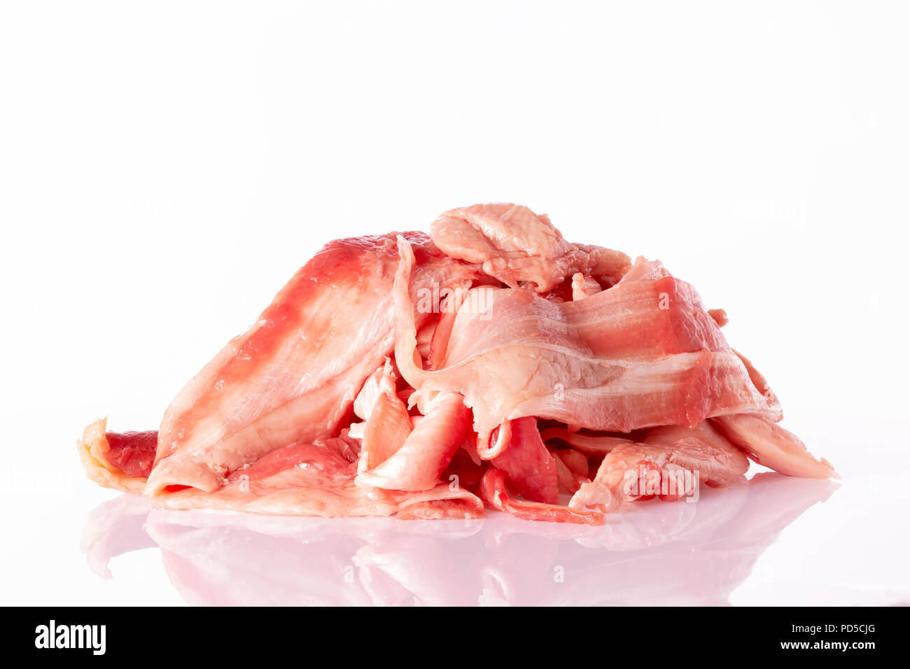 Heap of meat remnants, slaughterhouse waste, isolated on white ...