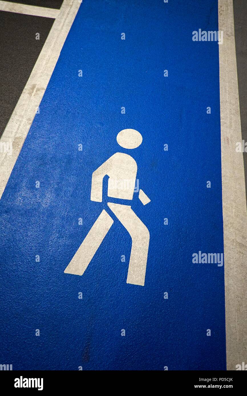 Car park pedestrian walkway painted blue hi-res stock photography and ...