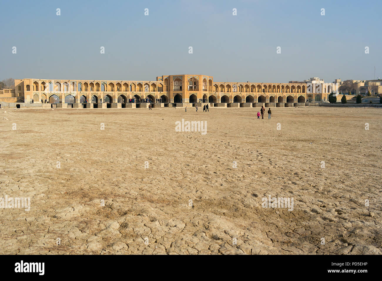 The stunning Khajou Khaju Bridge in Isfahan, Iran crossing the dried ...