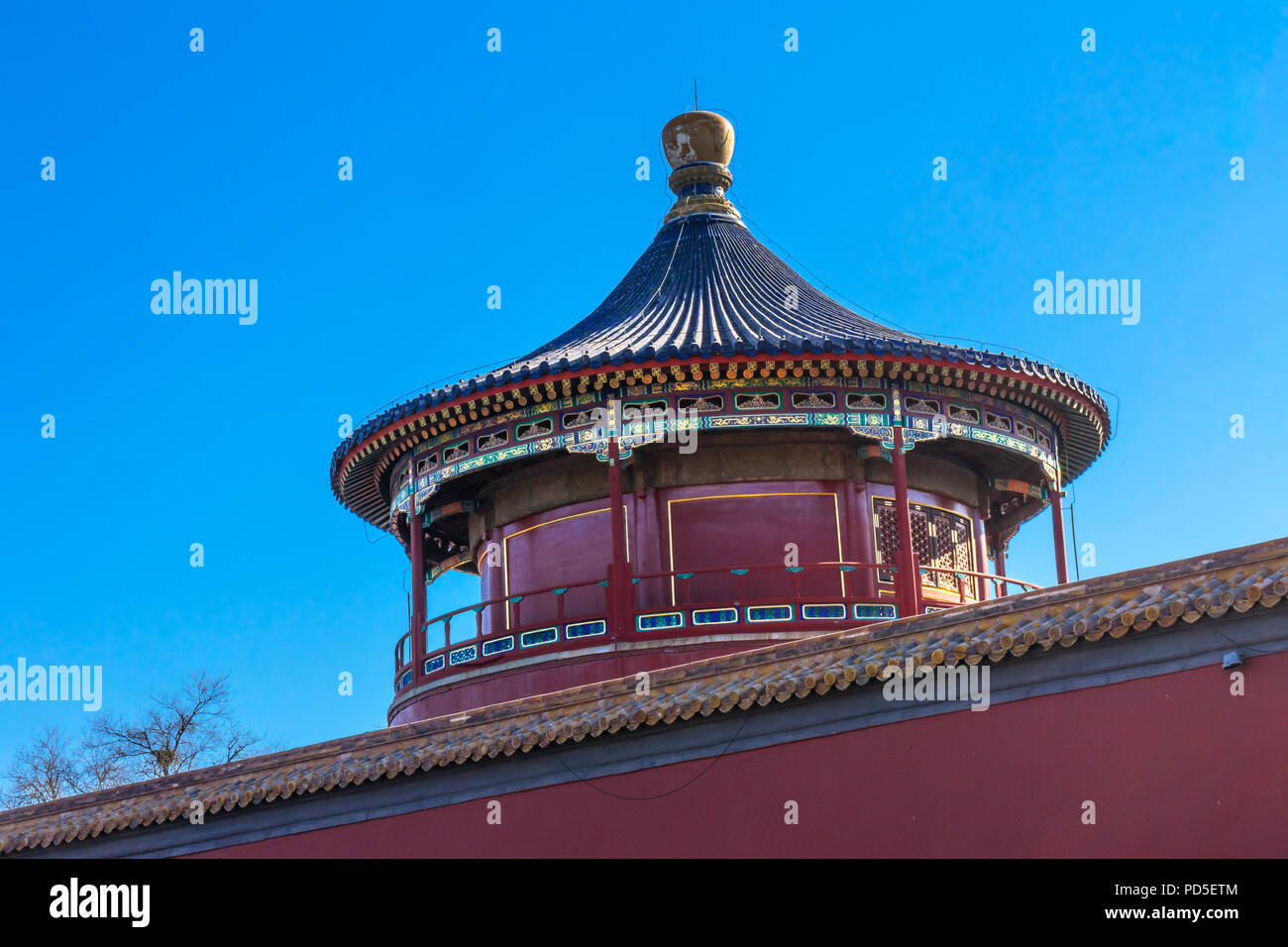 Red Pavilion Wall Jingshan Park Beijing, China. Part of the Forbidden ...