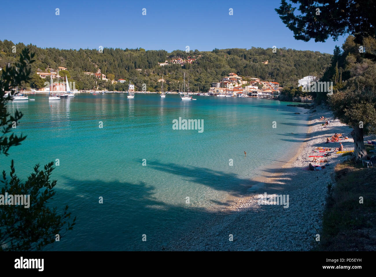 Harami beach near the little harbourside village of Lakka, Paxos ...