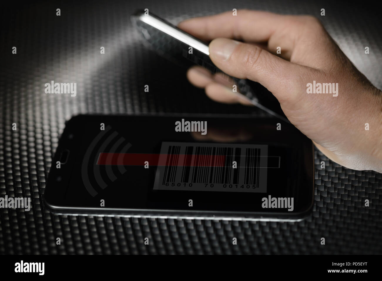 Connecting smartphone code transaction transfer Stock Photo - Alamy