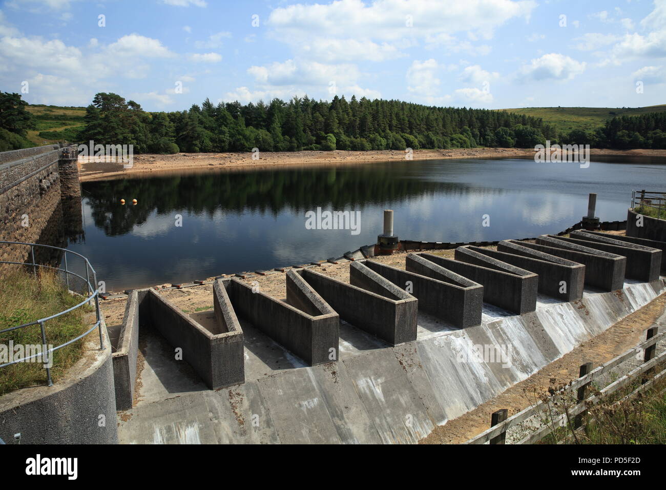 Venford reservoir after drought summer, Dartmoor, Devon, England, UK ...