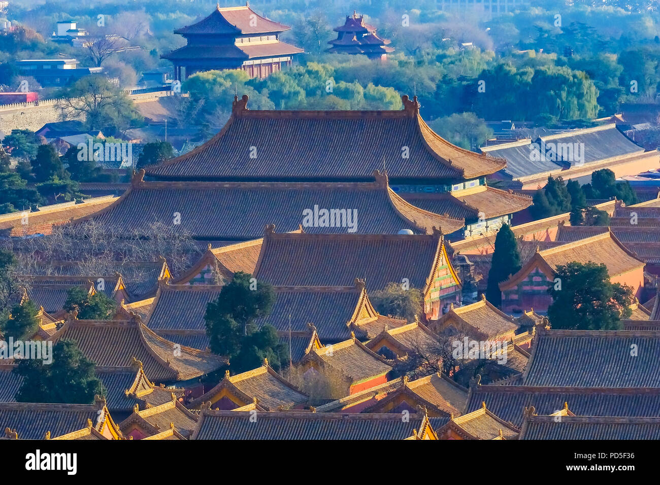 Yellow Roofs Forbidden City Beijing China Taken from Jinshang Park ...