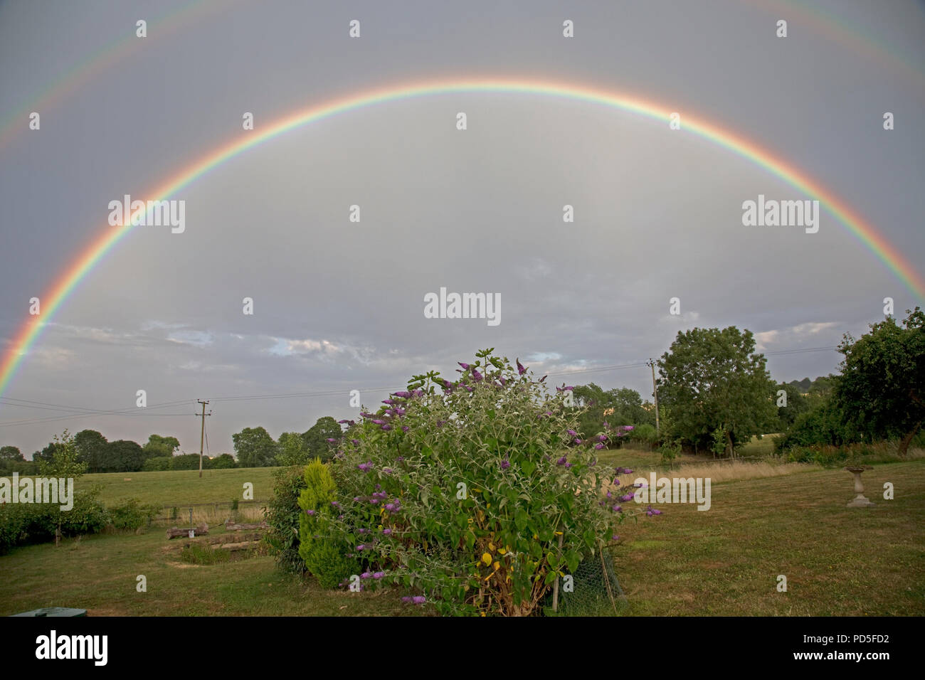 Double rainbow Cotswolds UK Stock Photo - Alamy