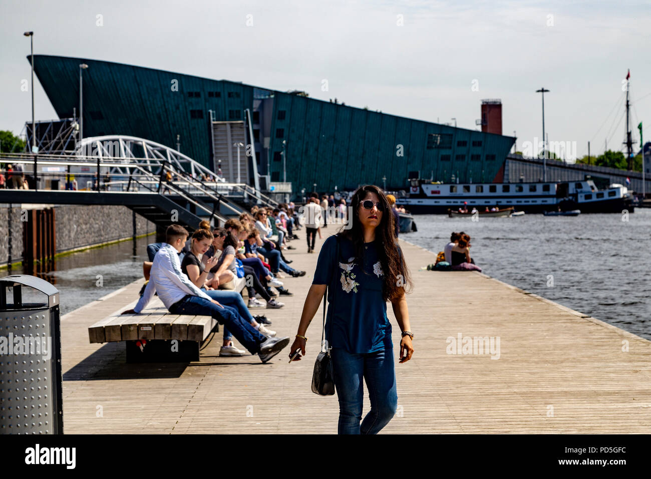 River view with Nemo Science Museum on the background. Amsterdam ...